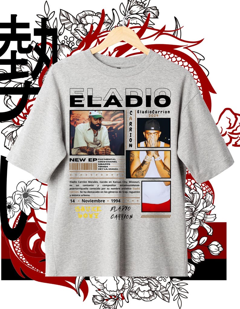 Diseño de camiseta de Eladio Carrión, PNG Digital,rapero, diseño de ...