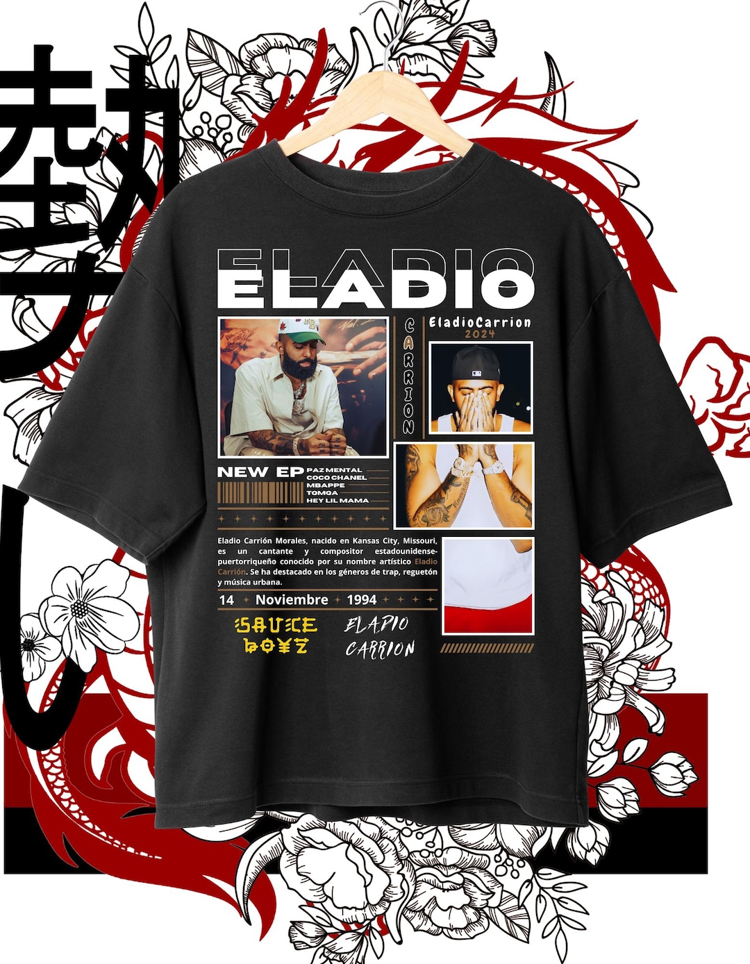 Diseño de camiseta de Eladio Carrión, PNG Digital,rapero, diseño de ...