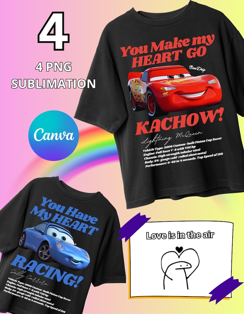 Pareja Rayo Mcqueen y Sally Png, Kachow L. Mcqueen, Regalo de ...