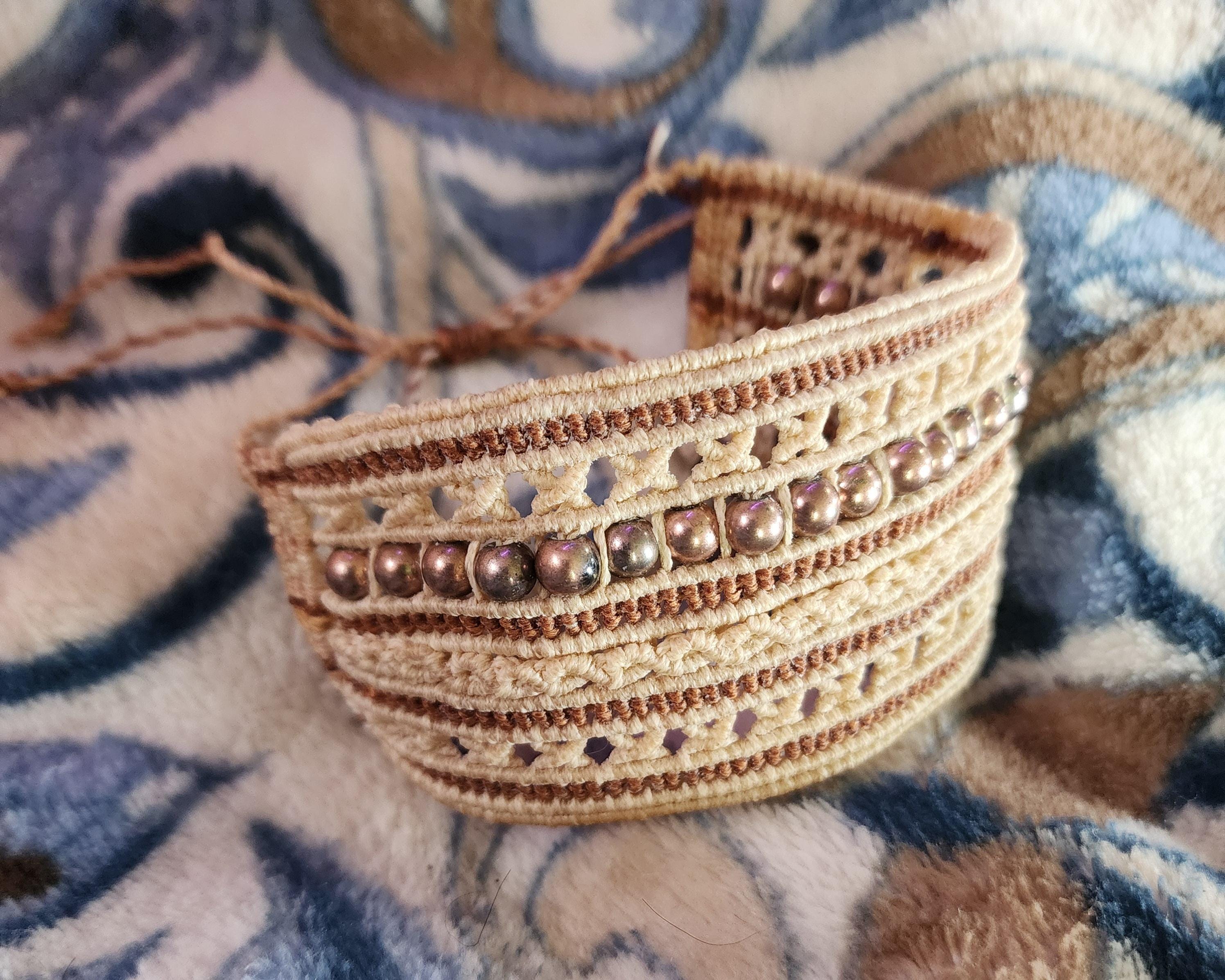 Threaded Elegance: the Micro Macramé Bracer Bracelet - Etsy