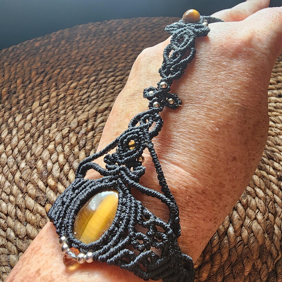 Micro Macramé Slave or Harem Bracelet Tigers Eye - Etsy
