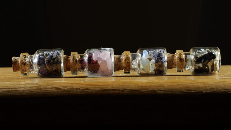 Handcrafted Mini Potion Bottles | Crystal and Herb-filled Apothecary ...