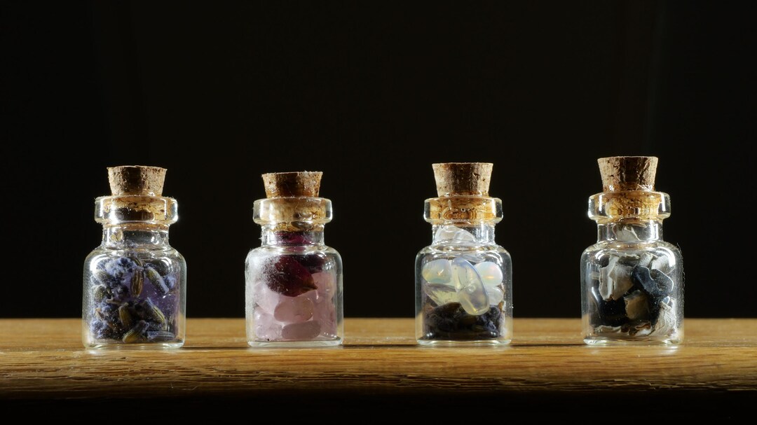 Handcrafted Mini Potion Bottles | Crystal and Herb-filled Apothecary ...