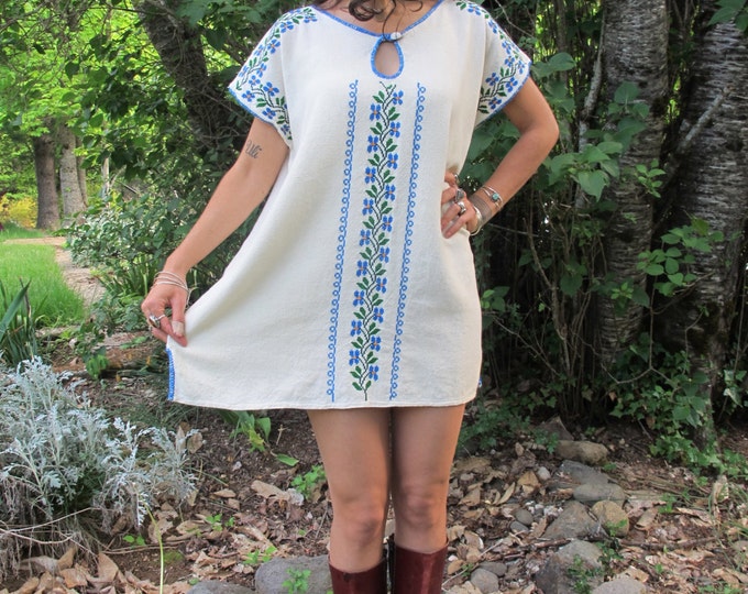 Vintage Embroidered Boho Peasant Tunic Dress - Etsy