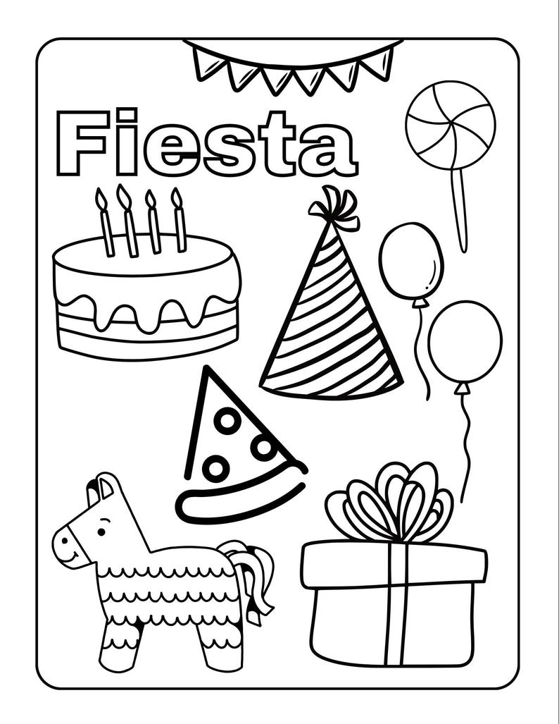 Topic Fiesta (party) Spanish and English /16 Flahscards & 1 Coloring ...