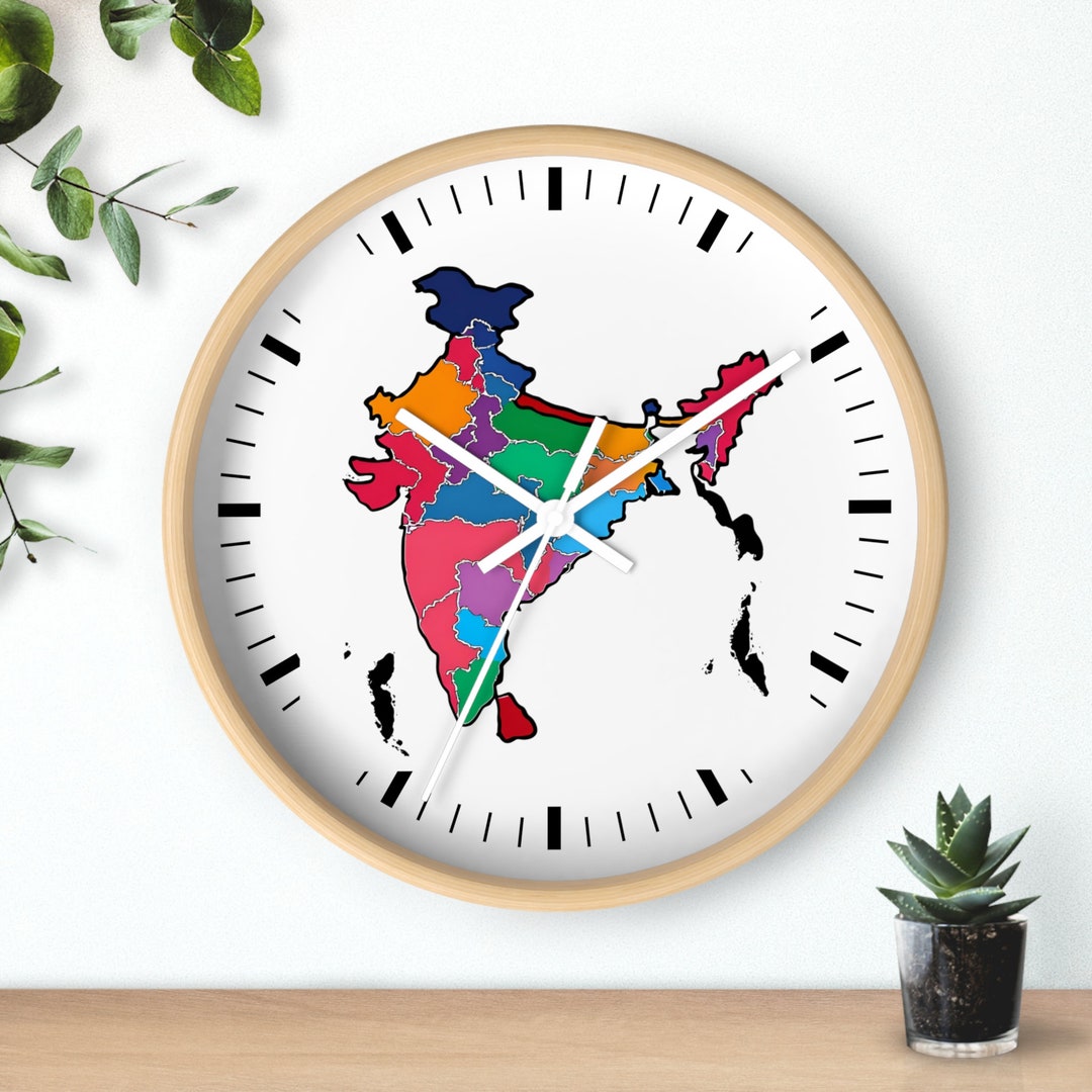 Colorful India Map Wall Clock - Etsy