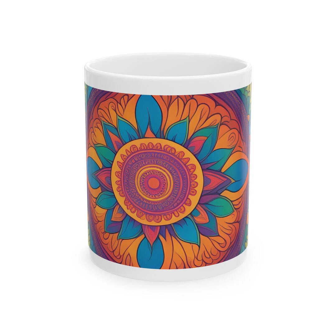 Mandala Mug, Simple Boho Tea Cup, Coffee Mug, Ceramic Drinkware, Gift ...