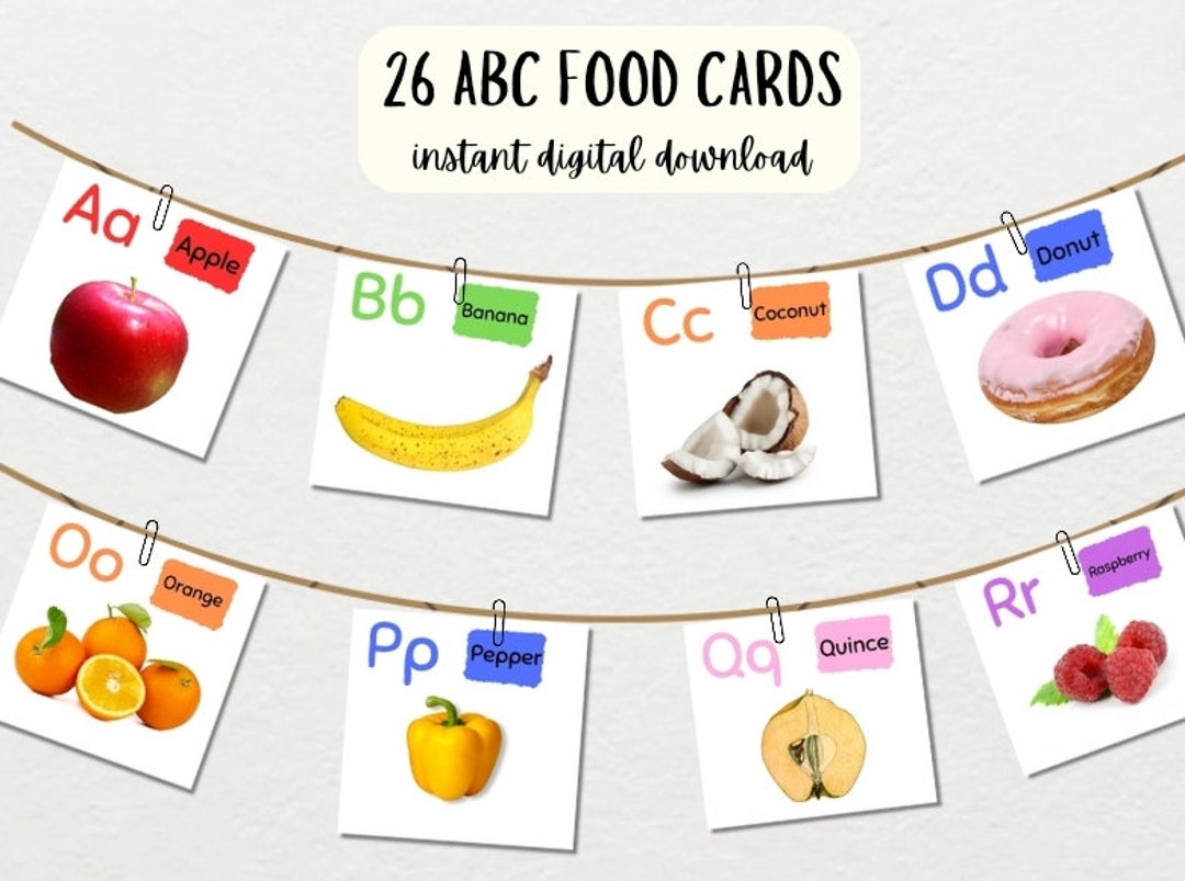 ABC Food Cards Homeschooling Flashcards Kids and Toddlers Wall ...