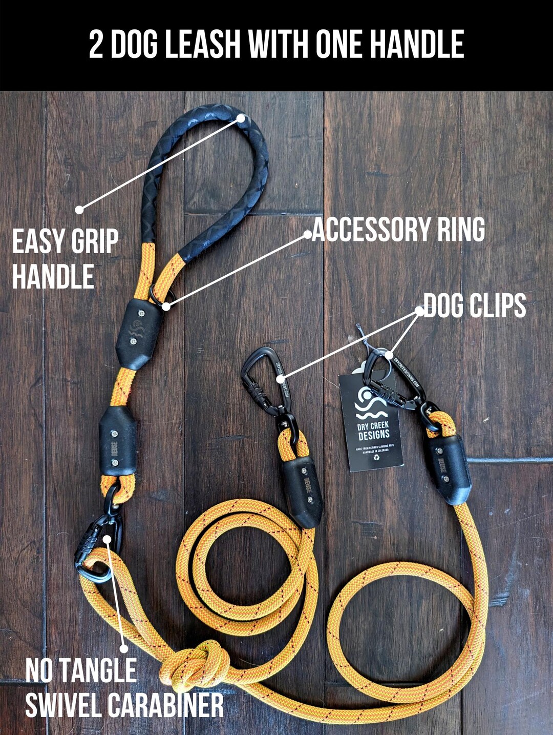 Double (2) Dog Non-tangling Quality Recycled Climbing Rope Leash - Etsy