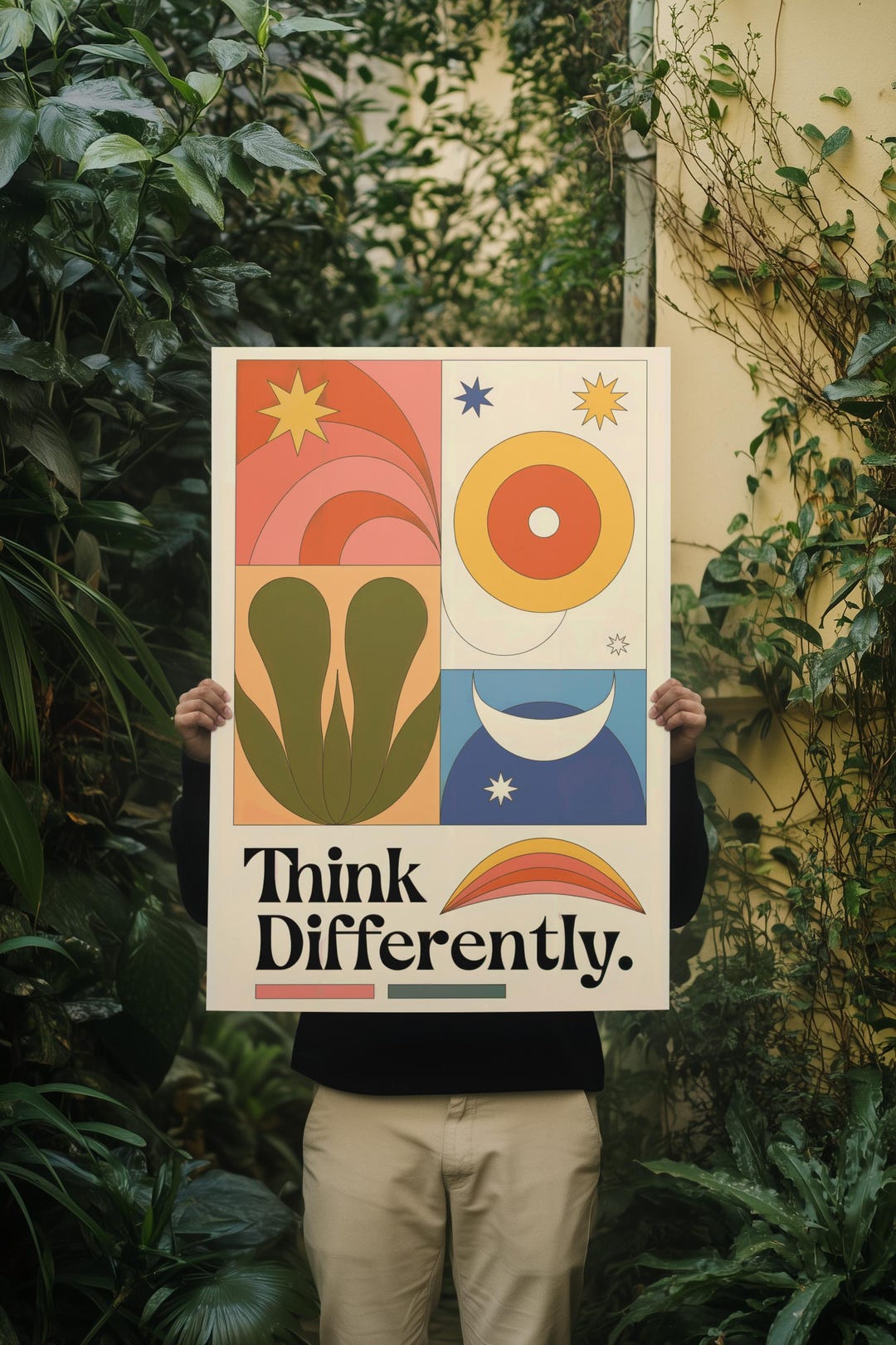 Inspirational Think Differently Poster: Colorful Abstract Boho Wall Art ...