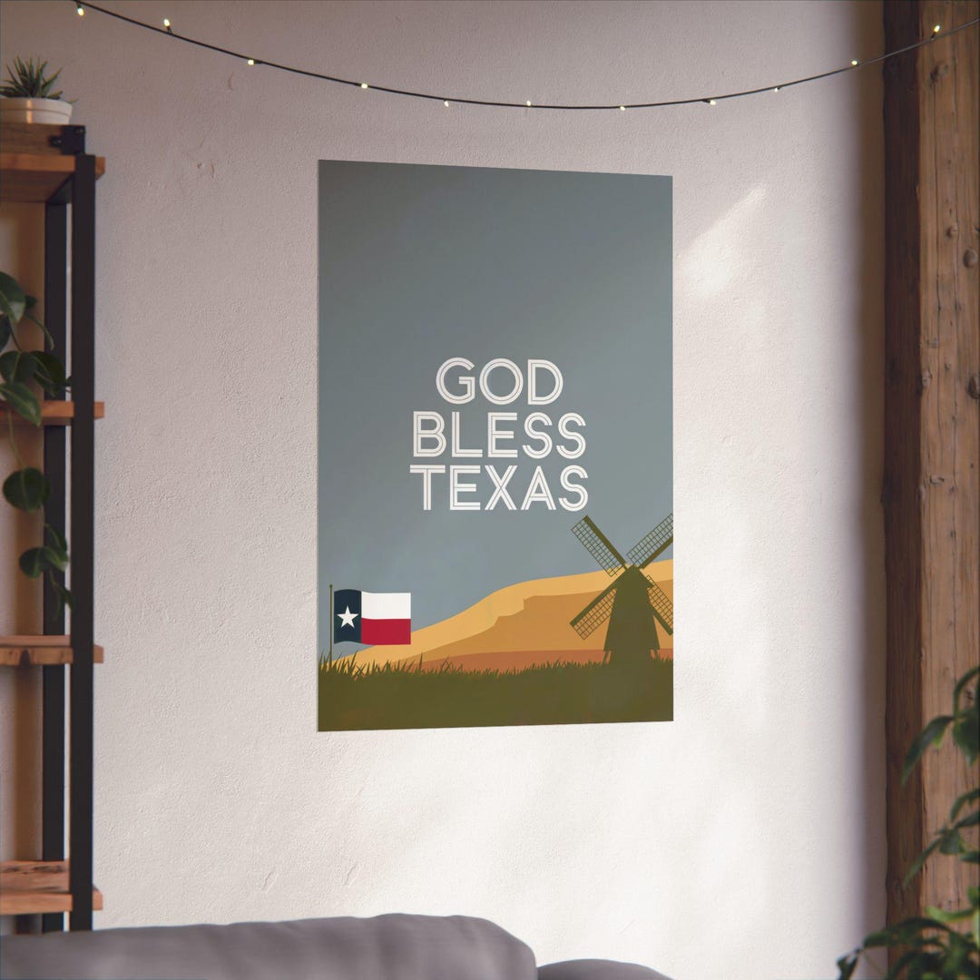 God Bless Texas Inspirational Matte Vertical Poster, TX Wall Decor ...