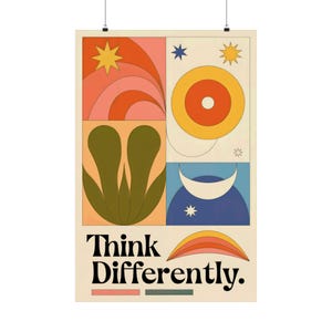 Inspirational Think Differently Poster: Colorful Abstract Boho Wall Art ...