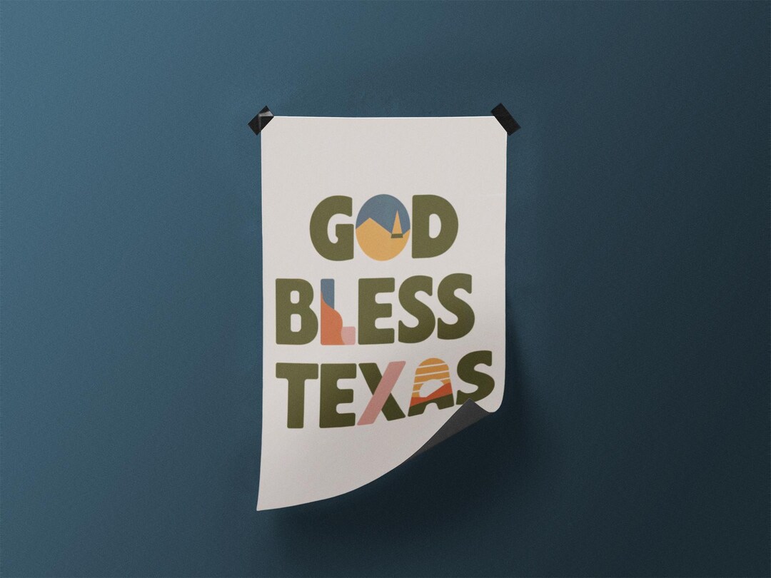 God Bless Texas Print, Boho Texas Poster, Inspirational Wall Art, Home ...