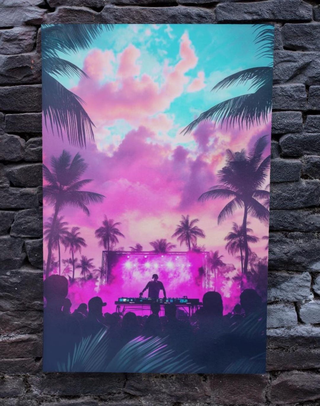 Tropical DJ Night Poster | Vibrant Wall Art for Music Lovers ...