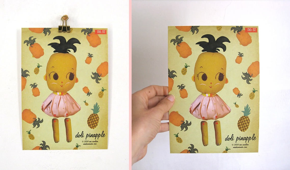 On SALE Pineapple Paper Doll. DIY Paper Puppet. Cut Out Paper - Etsy