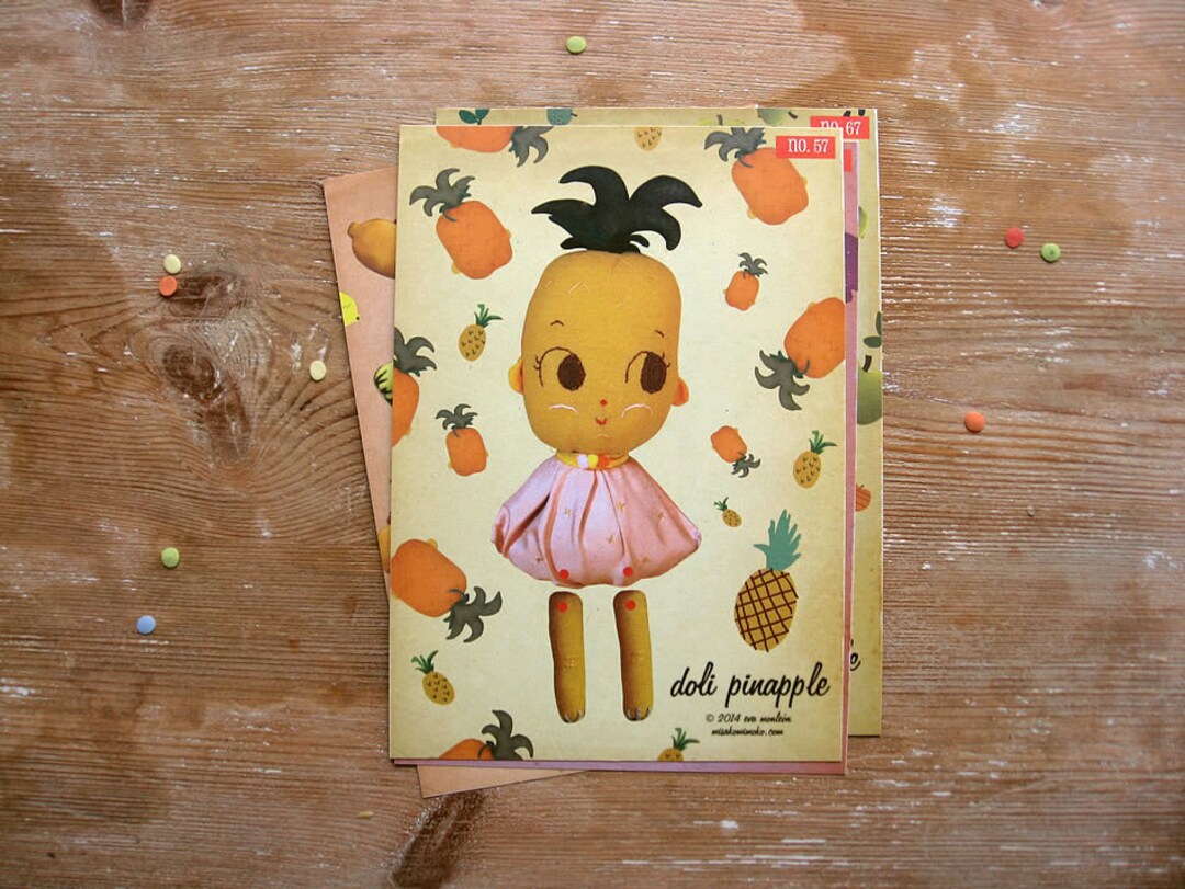 On SALE Pineapple Paper Doll. DIY Paper Puppet. Cut Out Paper Doll ...
