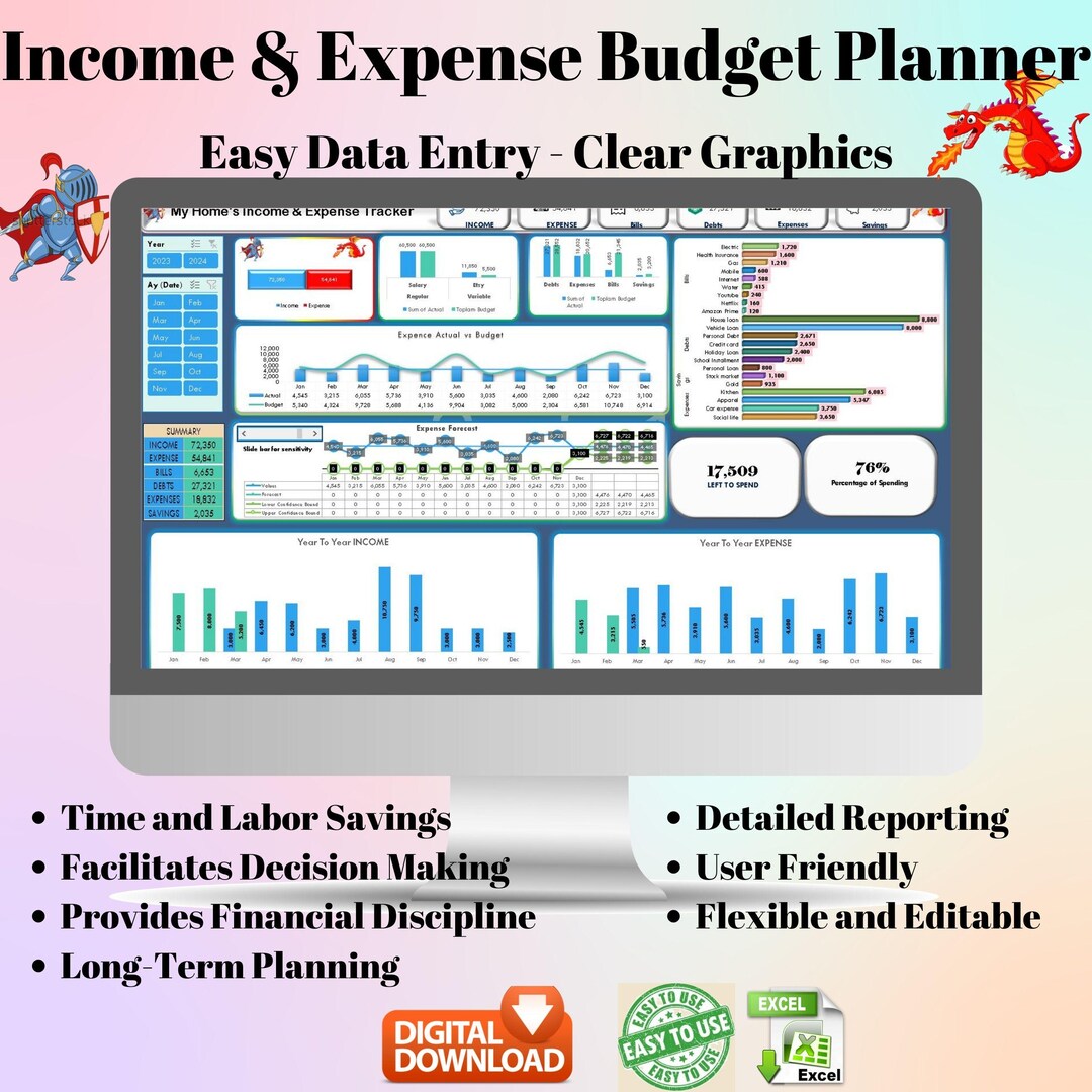 Budget Planner Excel Monthly Budget Expense Tracker Budgeting Template ...