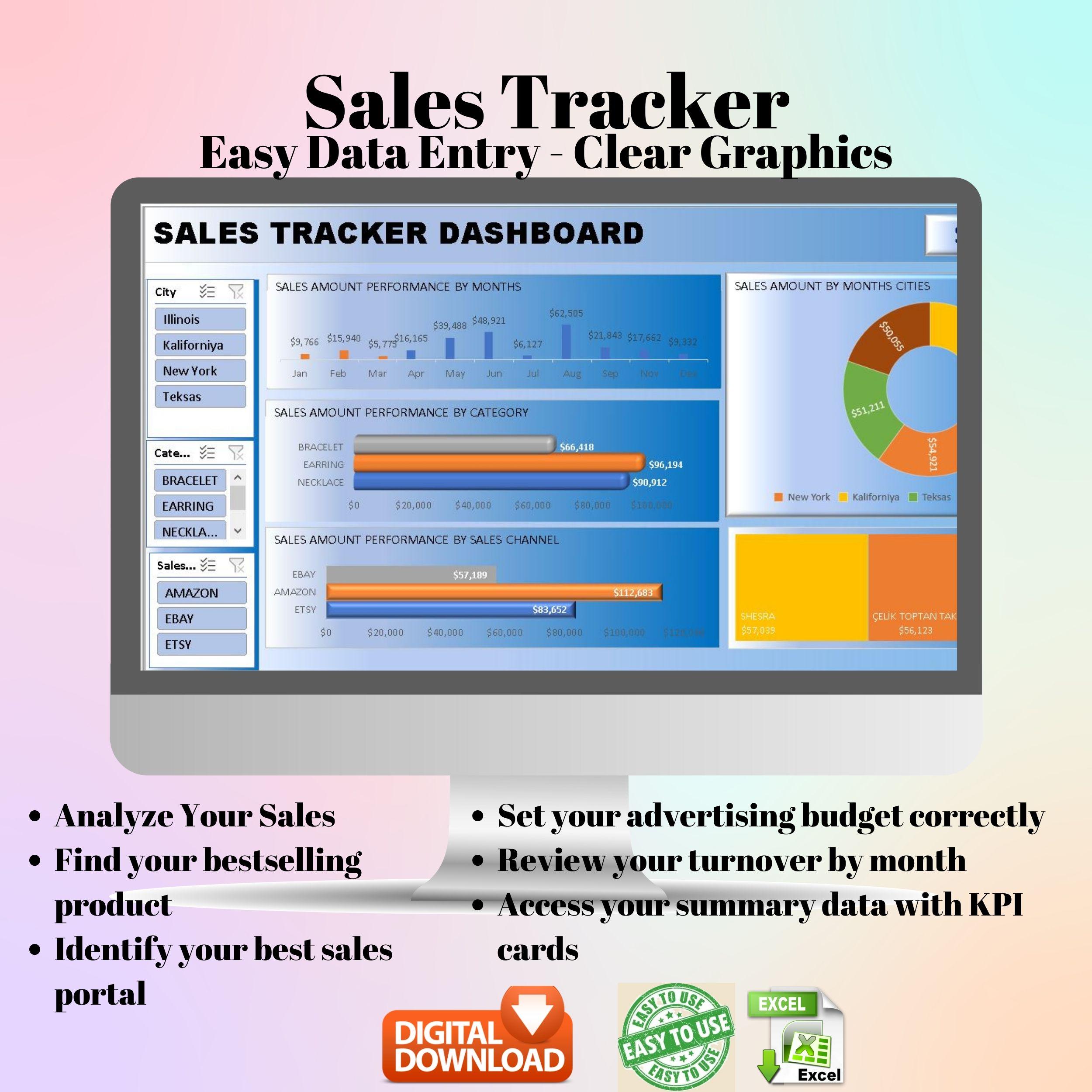 Business Sales Tracker | Excel Tracker | Sales Tracker Excel, Sales ...