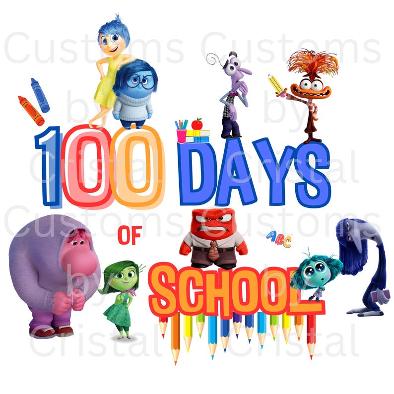 Inside Out 100 Days of School, Inside Out 2, 100 Days of School, PNG - Etsy