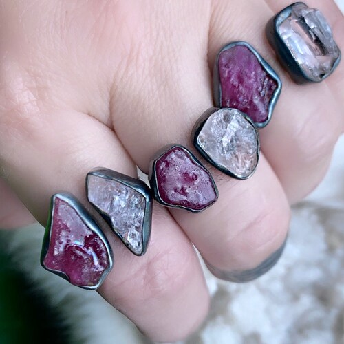 Raw Ruby Ring Kunzite Ring July Birthstone Ring Adjustable - Etsy