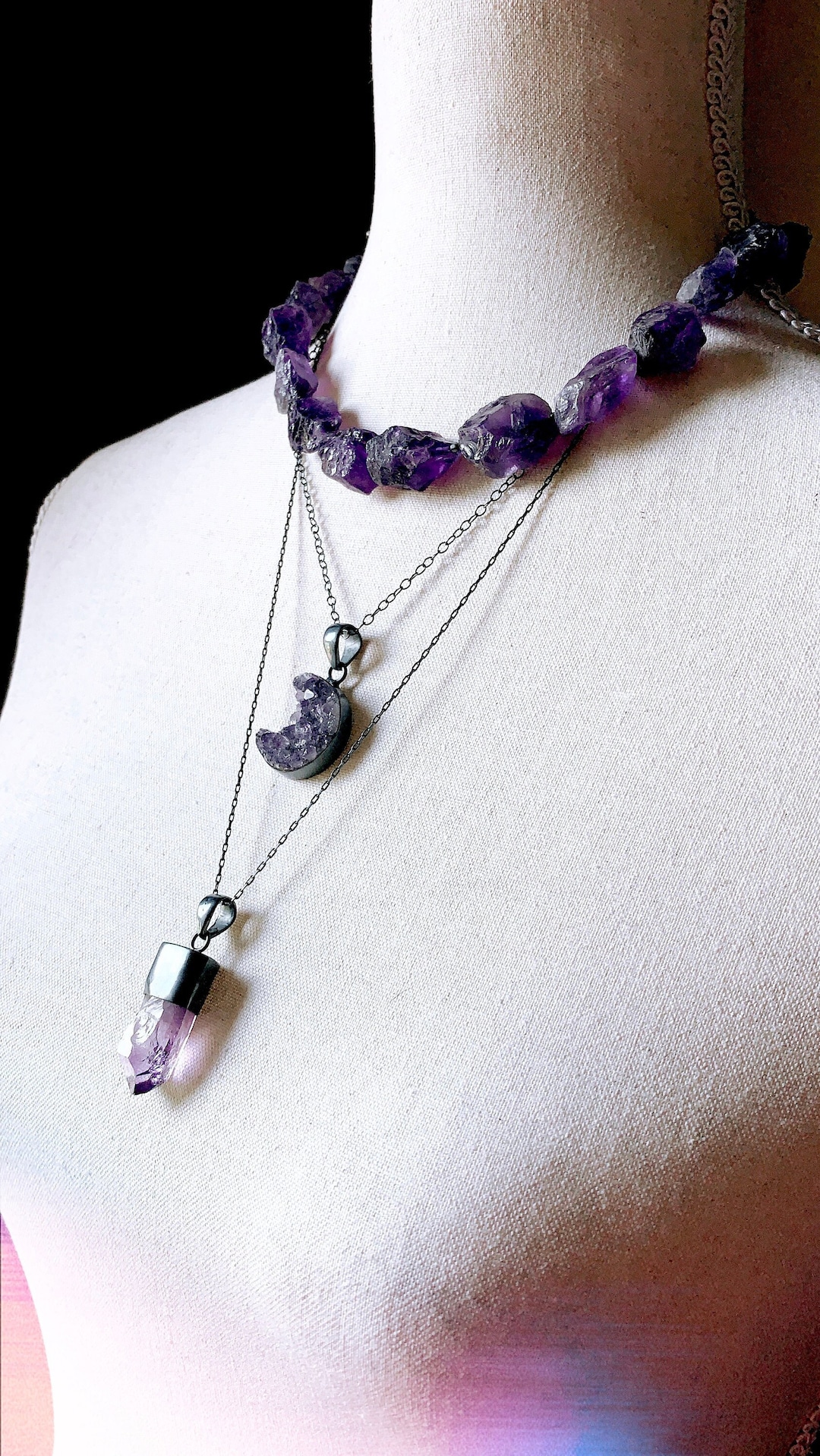 Amethyst Necklace Amethyst Choker Raw Amethyst February - Etsy