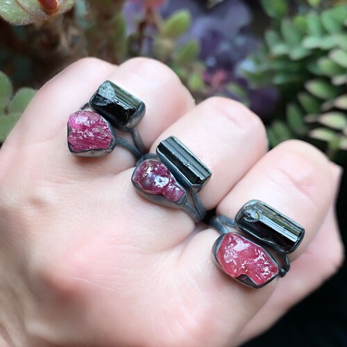 Raw Ruby Ring Kunzite Ring July Birthstone Ring Adjustable - Etsy