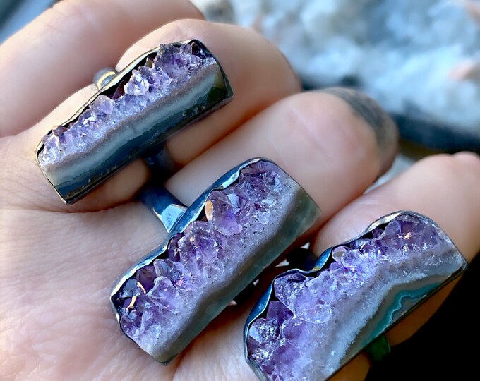 Raw Amethyst Ring, Stalactite Ring - Etsy