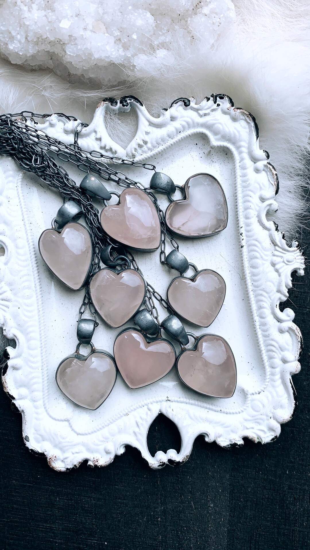 Rose Quartz Necklace, Heart Necklace - Etsy