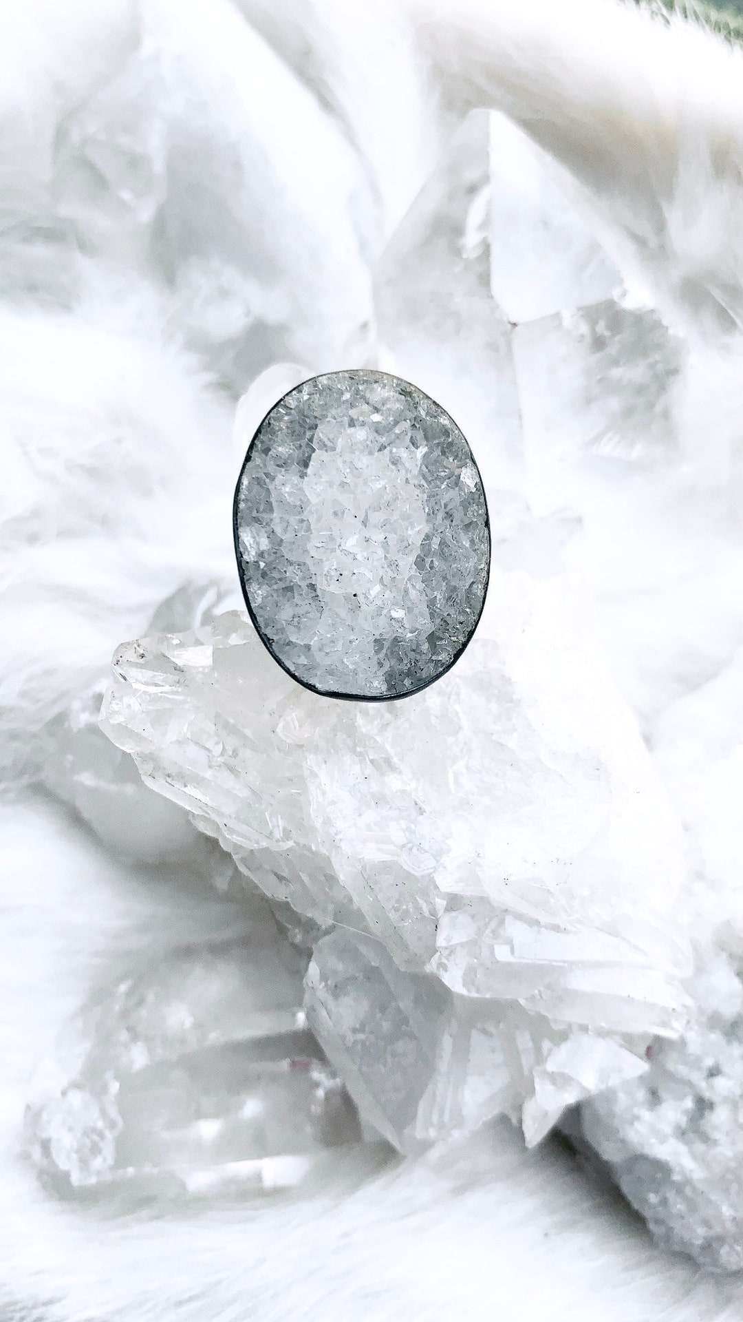 Druzy Quartz Ring, White Druzy Ring, Druzy Statement Ring - Etsy