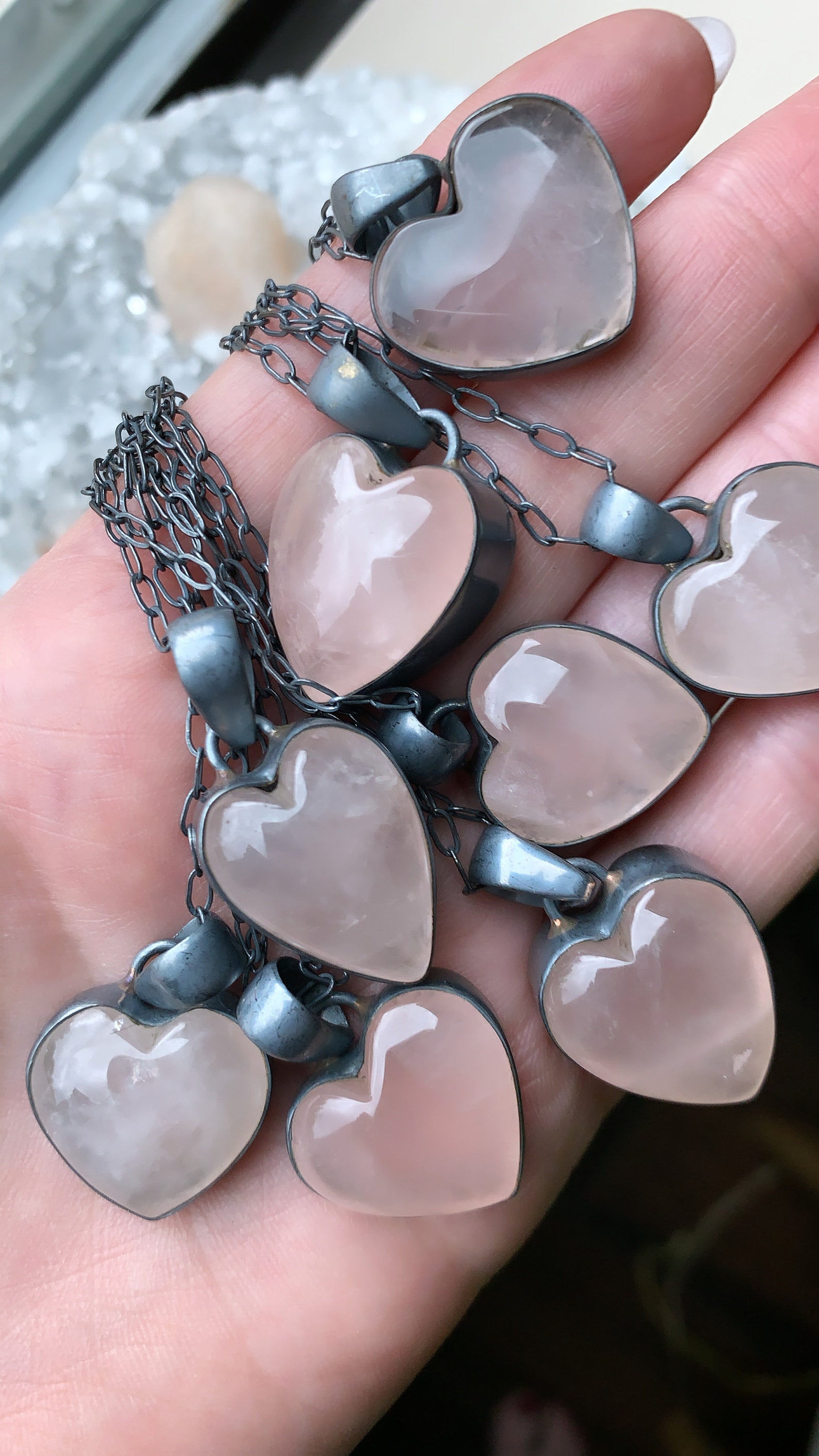 Rose Quartz Necklace Heart Necklace - Etsy