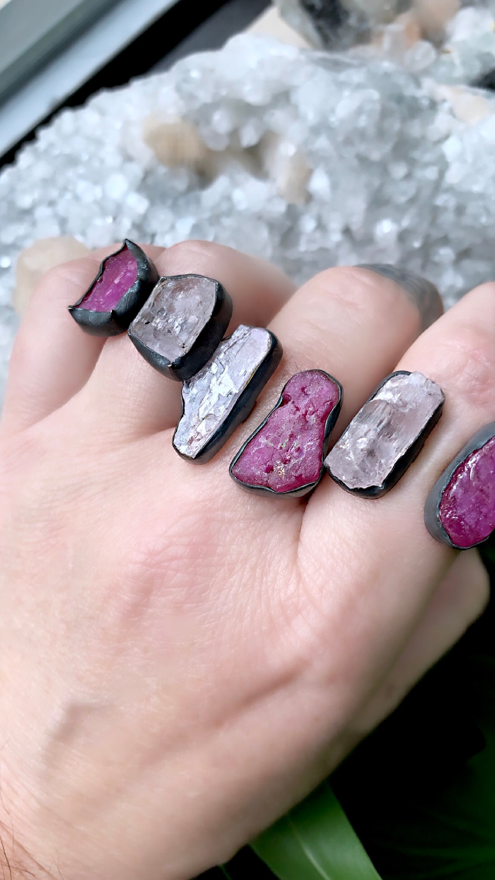 Raw Ruby Ring Kunzite Ring July Birthstone Ring Adjustable | Etsy