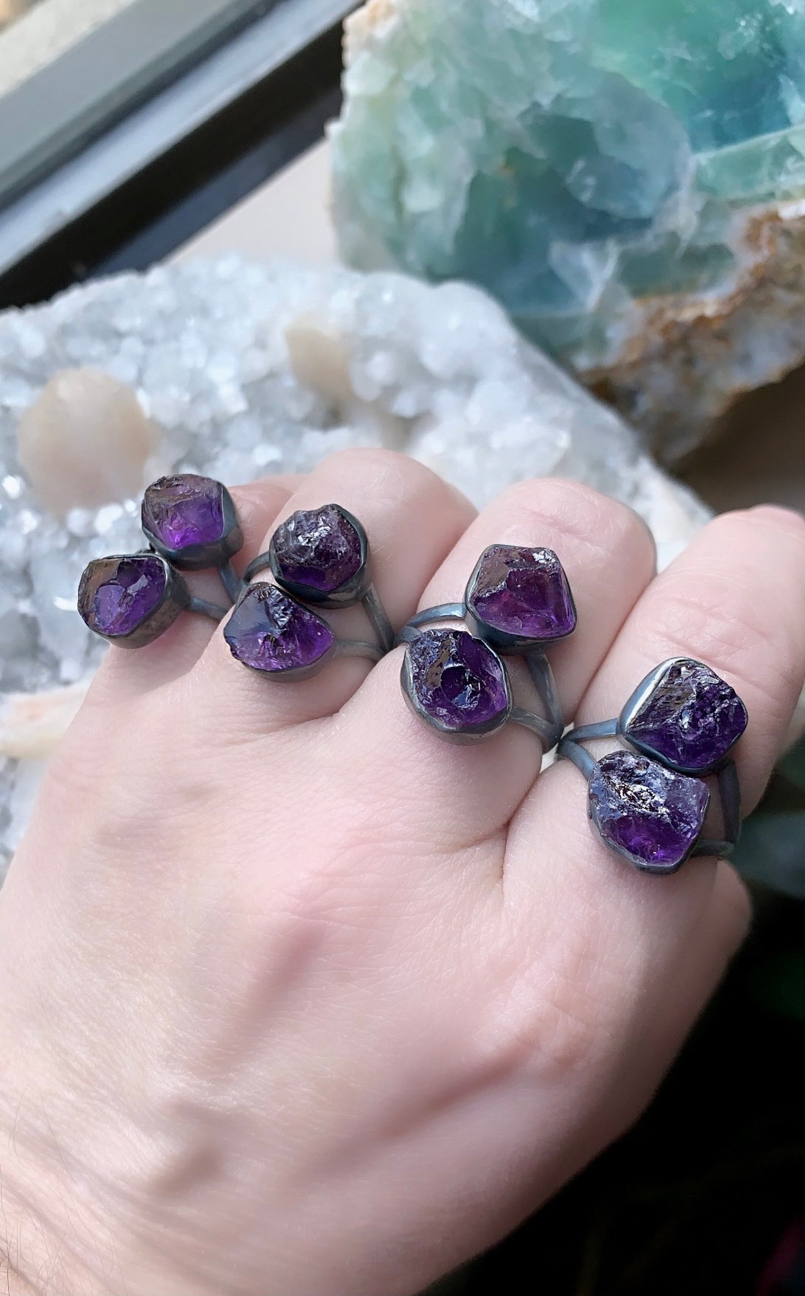 Raw Amethyst Ring Rough Stone Ring - Etsy