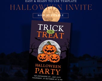 Canva Editable Halloween Invitation, Halloween Party Invitation ...