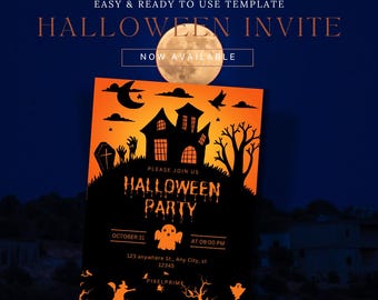 Canva Editable Halloween Invitation, Halloween Party Invitation ...