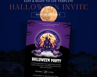 Canva Editable Halloween Invitation, Halloween Party Invitation ...