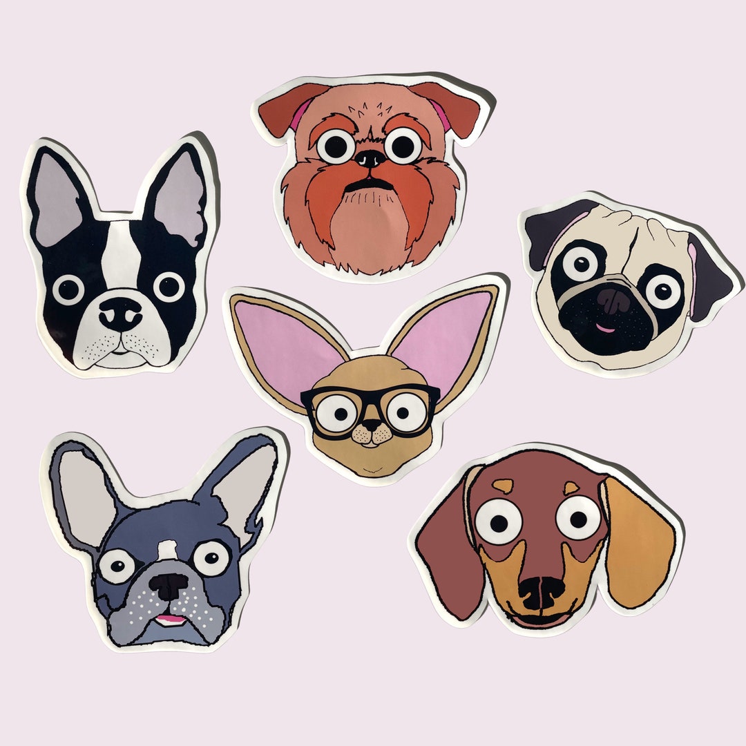 Dog Vinyl Sticker Set Dog Head Sticker Stickers Labels - Etsy