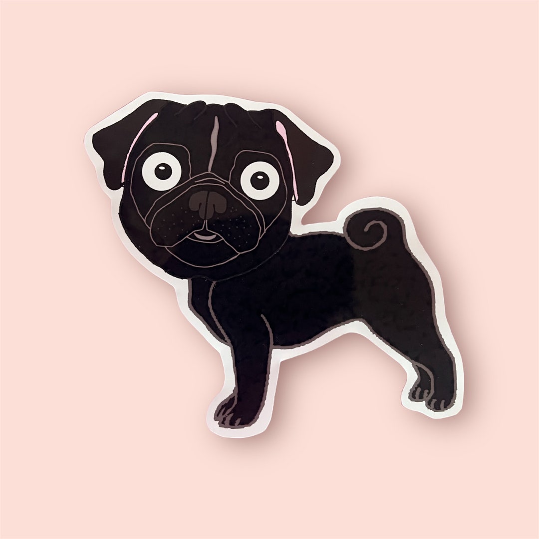Pug Vinyl Sticker, Black Pug, Decal, Laptop Sticker, Dog Stickers ...