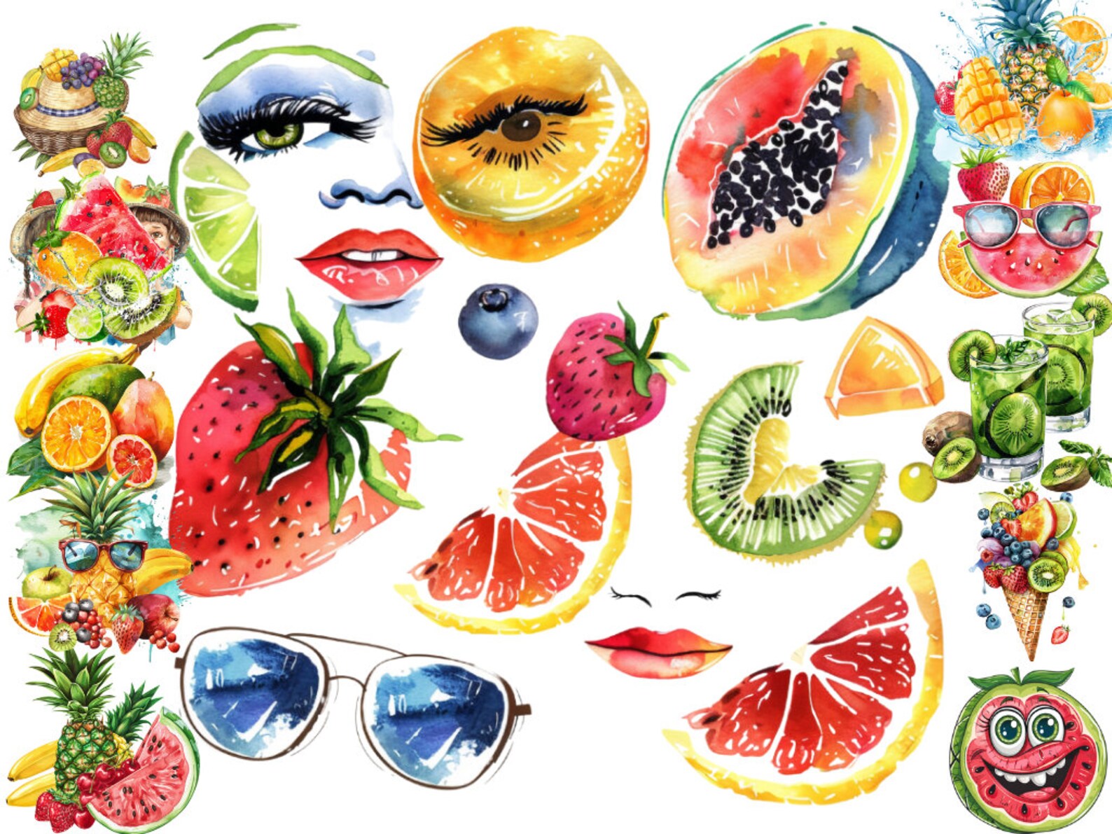 Fruits Clipart | 100+ Fruits Bundle | Commercial Use | High Quality ...