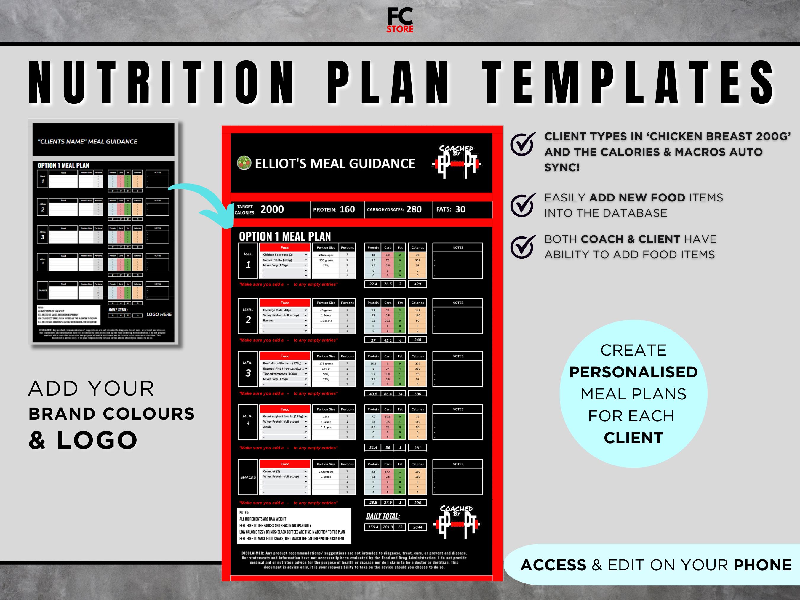 Fitness Coach Template Bundle: Training, Nutrition, Body Composition ...