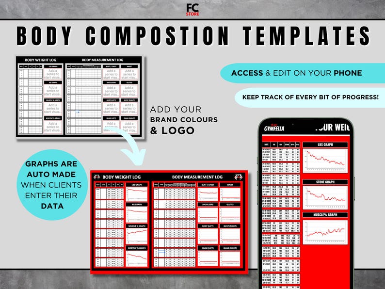 Fitness Coach Template Bundle: Training, Nutrition, Body Composition ...