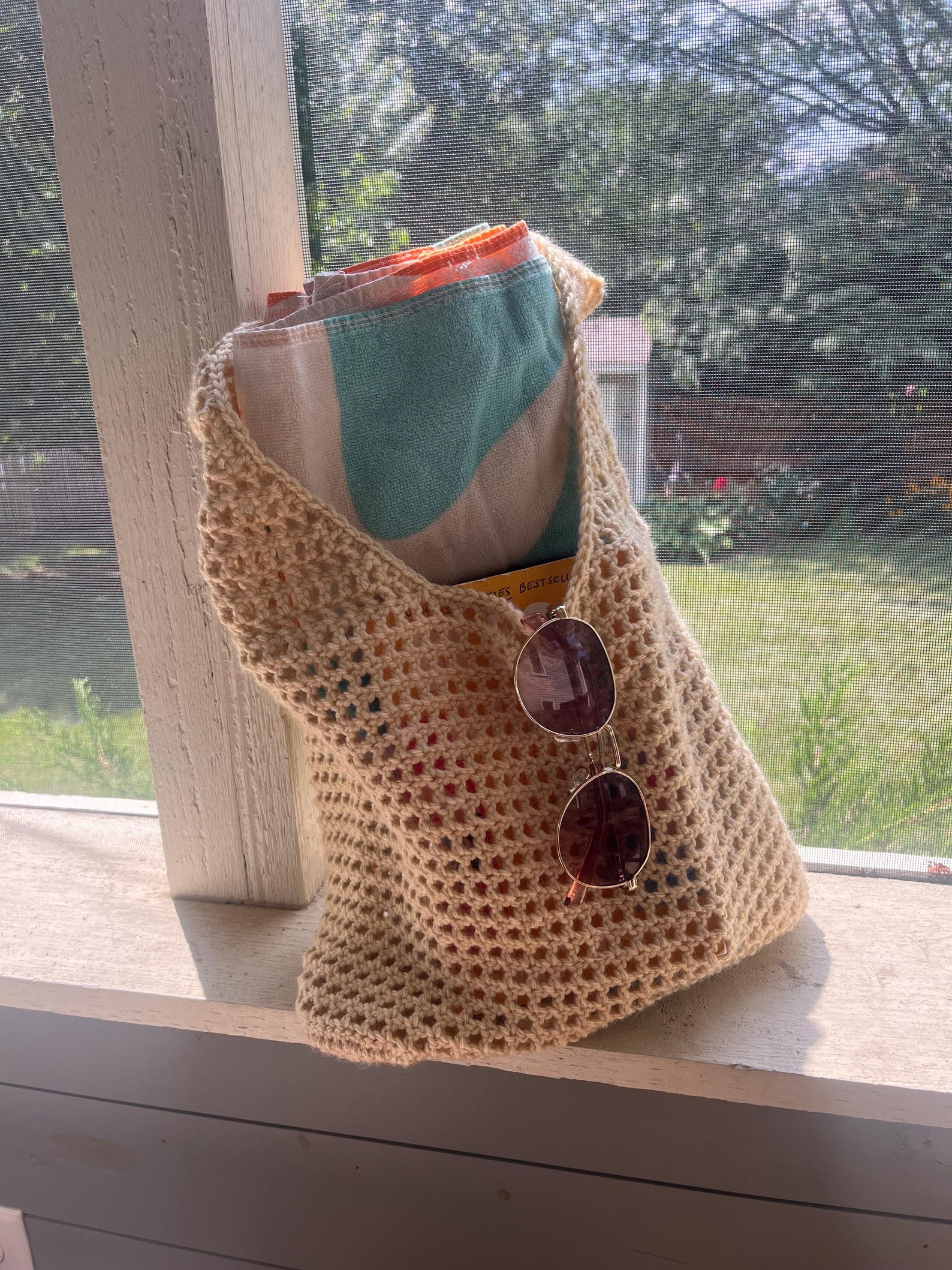 Beach Bag, Large Mesh Beige Beach Bag, Bag for the Beach and Pool ...