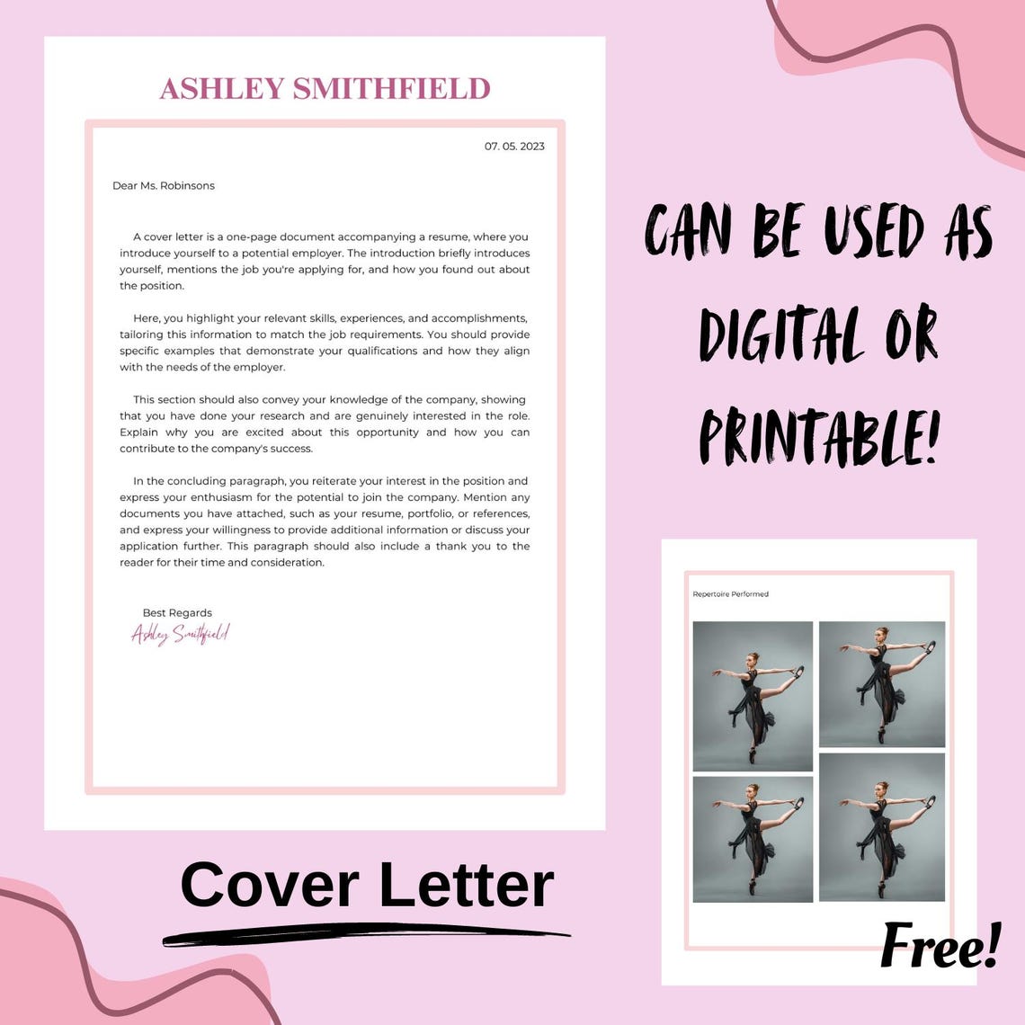 Ballet Dance Audition Resume Template in Canva, Ballerina Dance ...