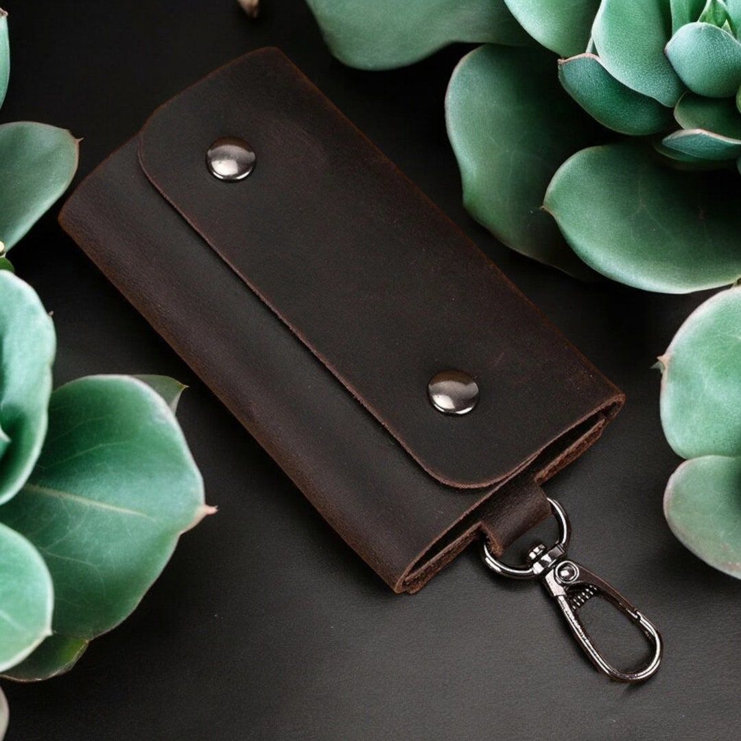 Personalized Leather Key Case Handmade Leather Key Pouch Custom Leather ...