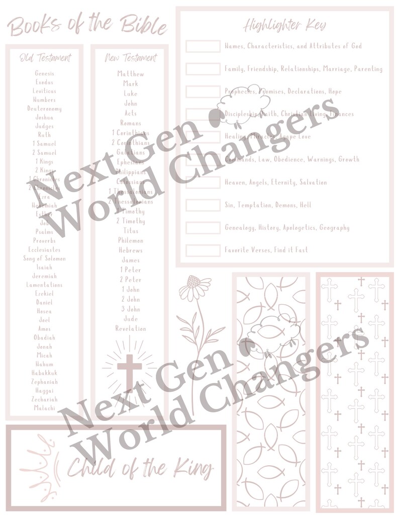 Bible Study Accessories | Pink Aesthetic | Bookmarks | Study Tools ...