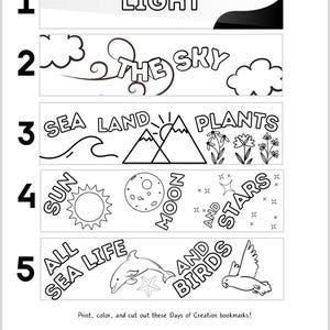 Kids Days of Creation Bookmarks | Children’s | Printable | Christian ...