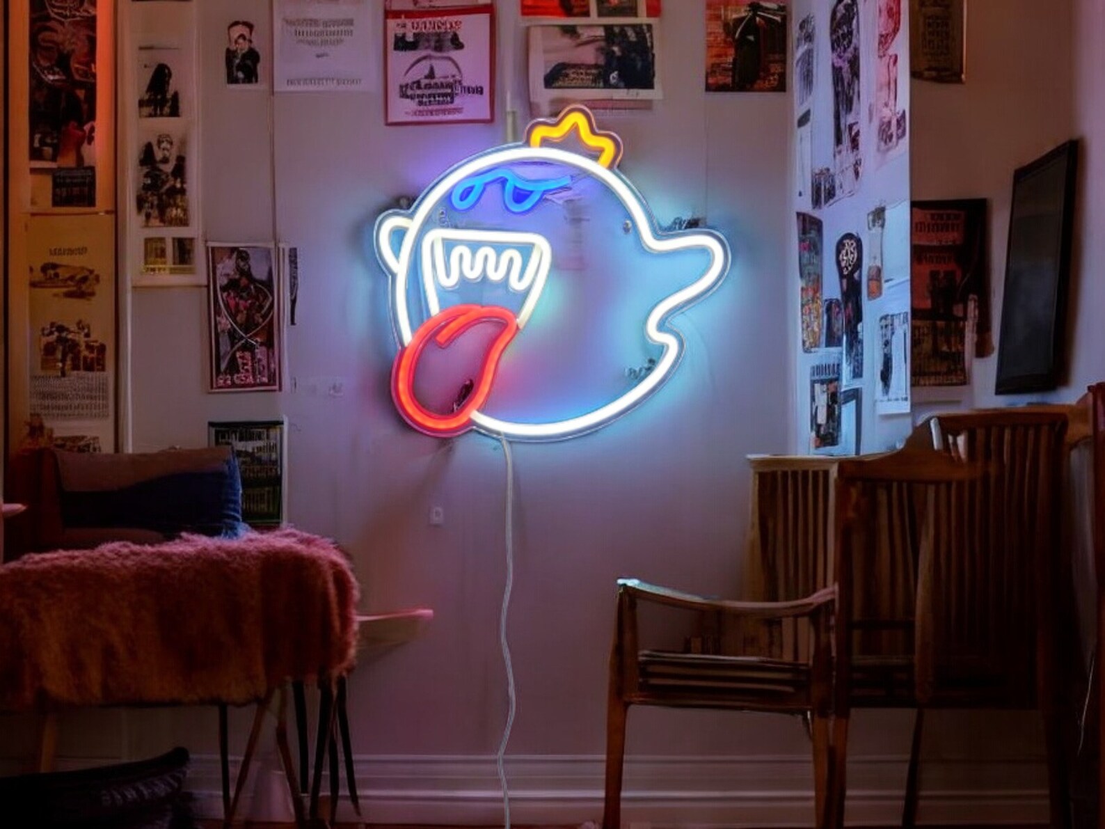 Neon Sign | Acrylic Neon Sign | King Boo Ghost Face LED Neon Light - Fun Mario Lamp for Game ...