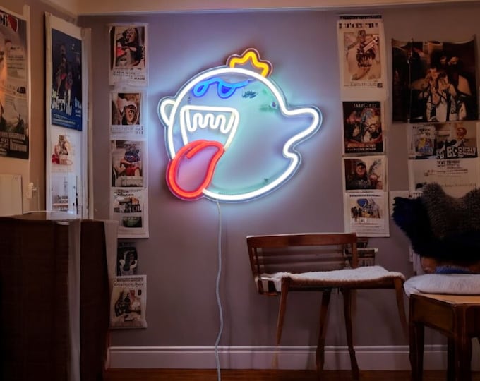 Neon Sign Acrylic Neon Sign King Boo Ghost Face LED Neon Light Fun ...