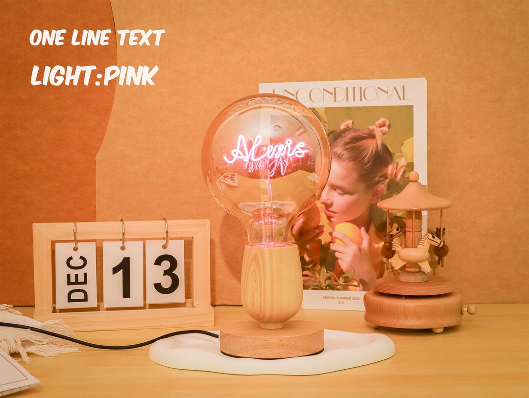 Personalized Retro LED Art Lamp, Custom Text Edison Led Filament ...