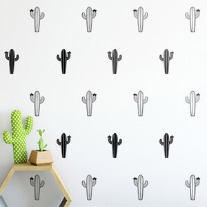 Cactus Wall Decal, Cacti Wall Decal, Cactus Wall Sticker Decor, Modern ...