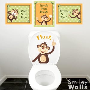 Kids Bathroom Wall Art, Monkeys Wall Decal for Kids Bathroom Decor ...